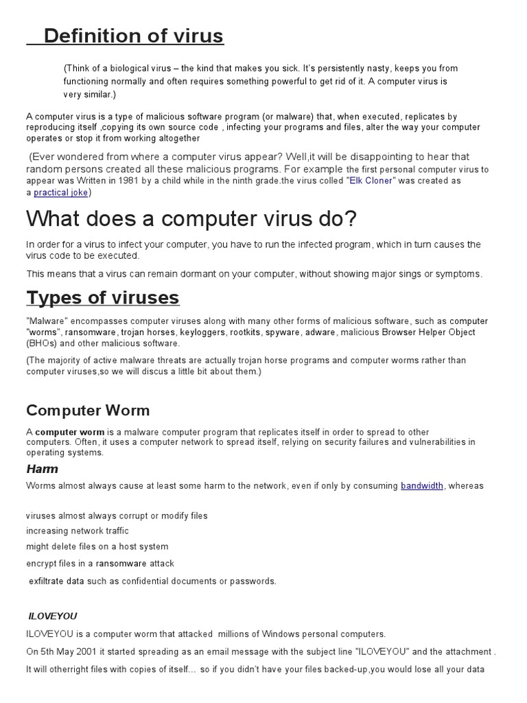 Definition of Virus | PDF | Computer Virus | Malware