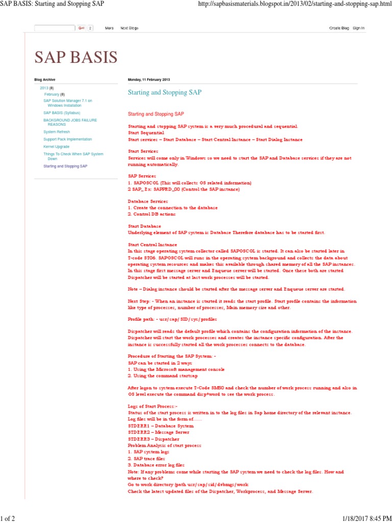 Sap Basis: Starting and Stopping SAP | PDF | Operating System | Computer File