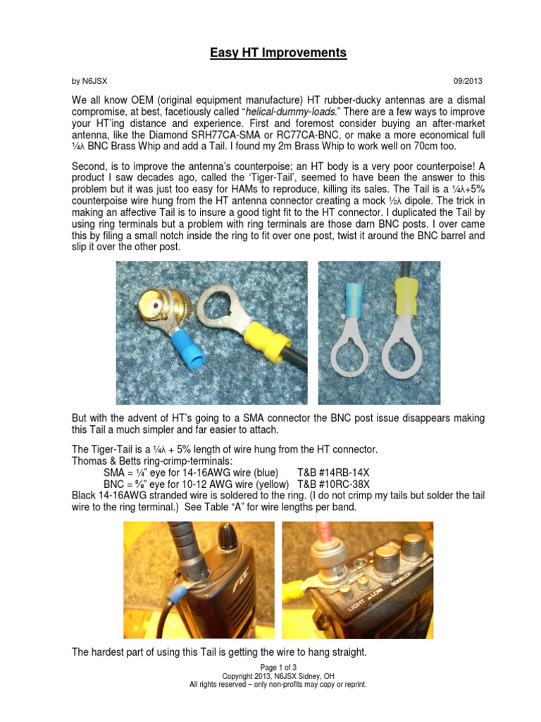 Easy HT Improvements: by N6JSX 09/2013 | PDF | Electrical Connector ...