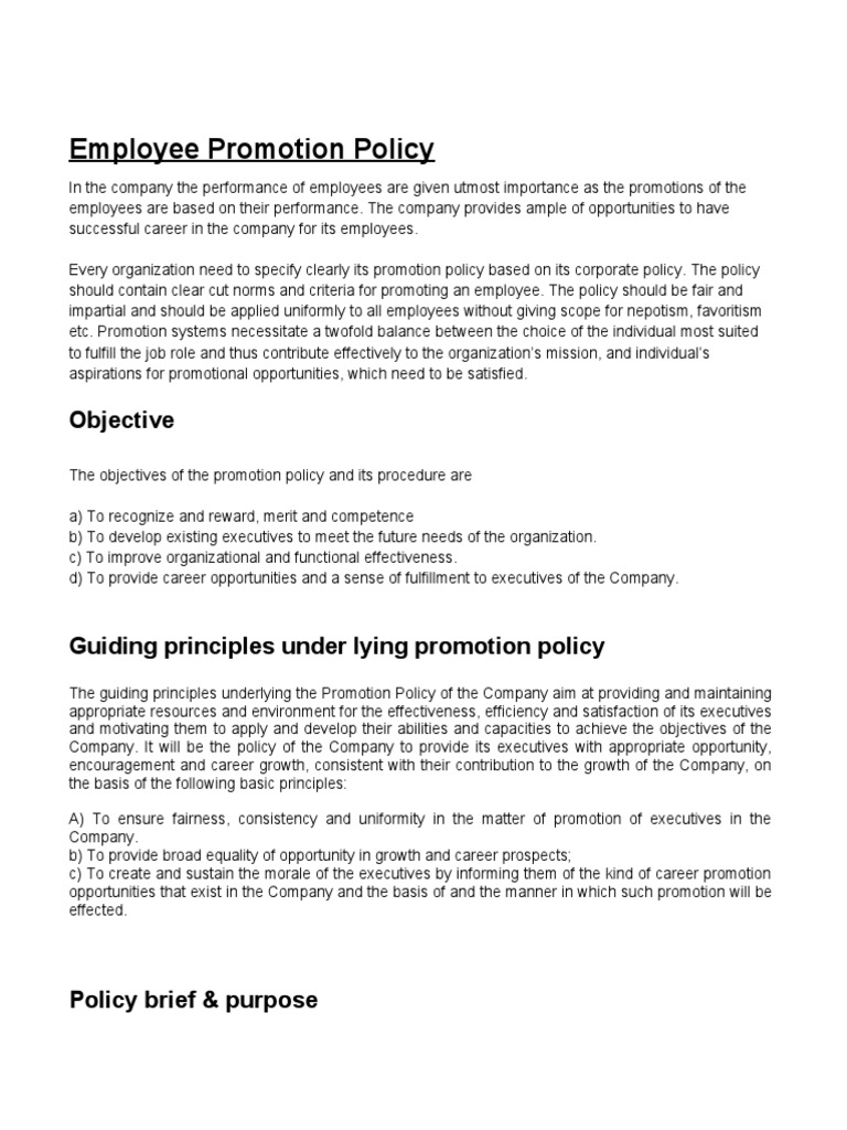 Employee Promotion Guidelines | PDF | Performance Appraisal | Employment