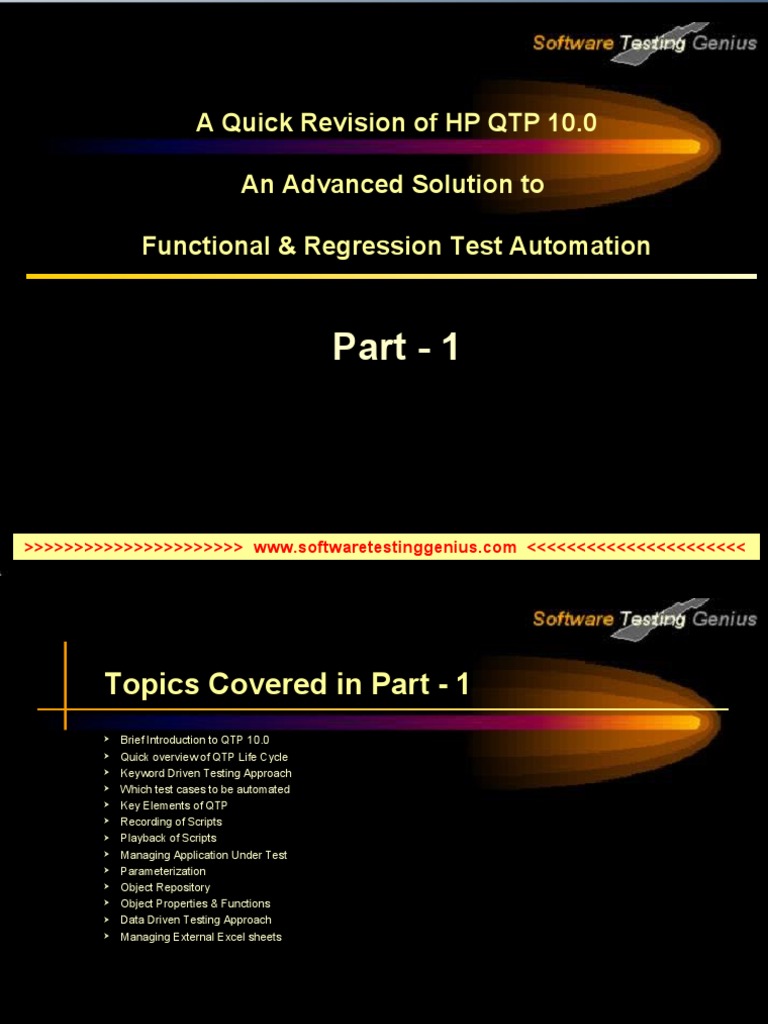 Part - 1: A Quick Revision of HP QTP 10.0 An Advanced Solution To ...
