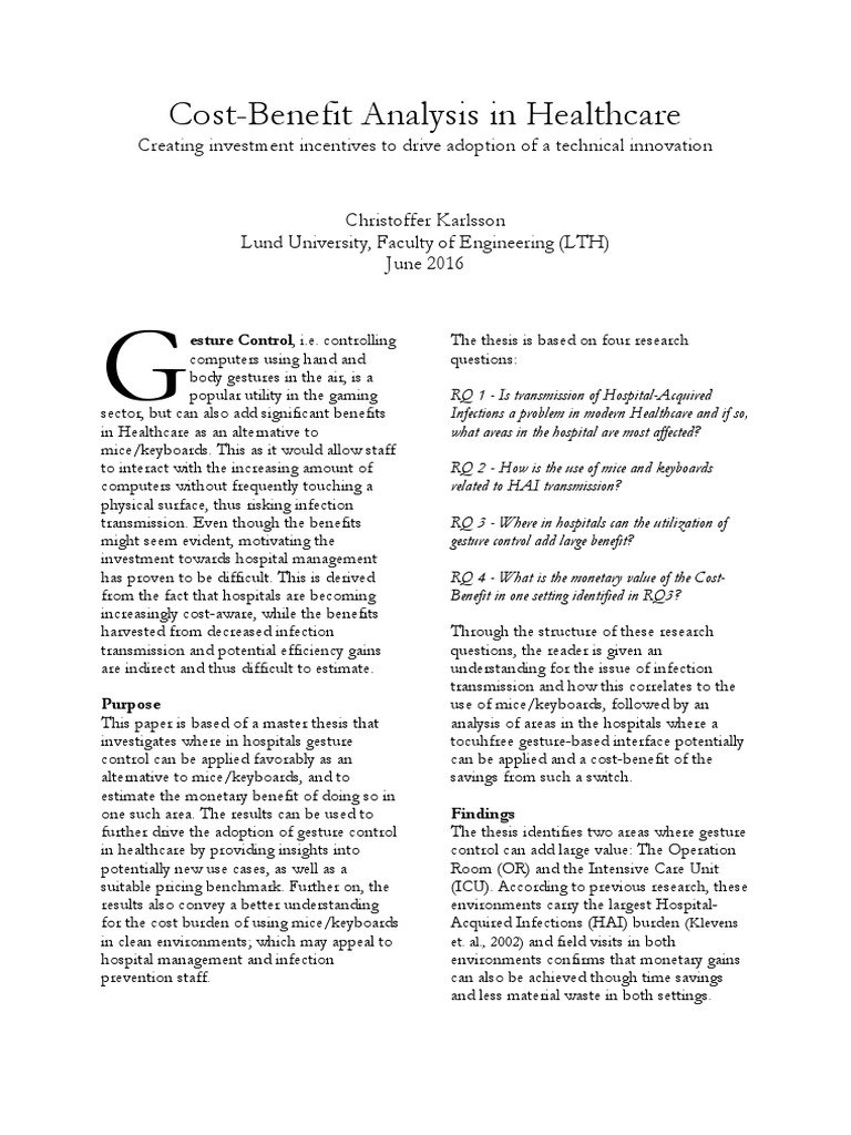 Cost-Benefit Analysis in Healthcare Artikel | PDF | Hospital Acquired ...
