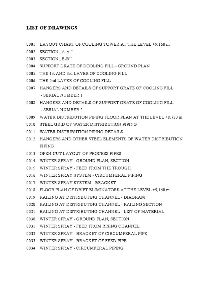 List of Drawings | PDF | Technology & Engineering