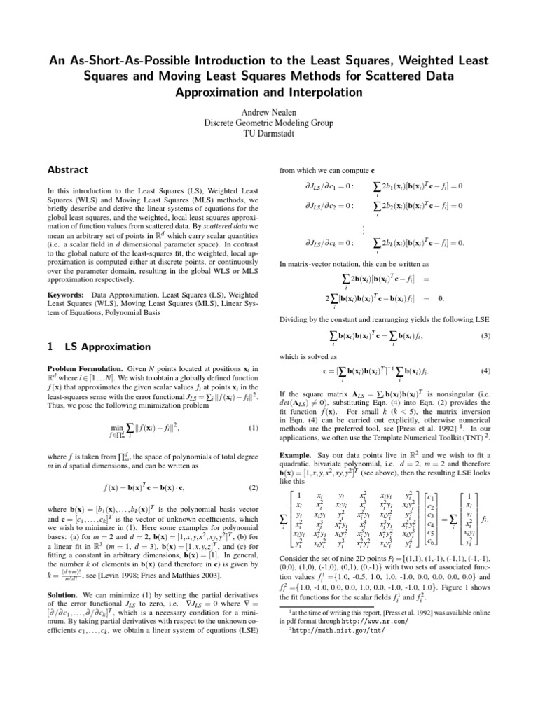Asapmls | PDF | Least Squares | Function (Mathematics)