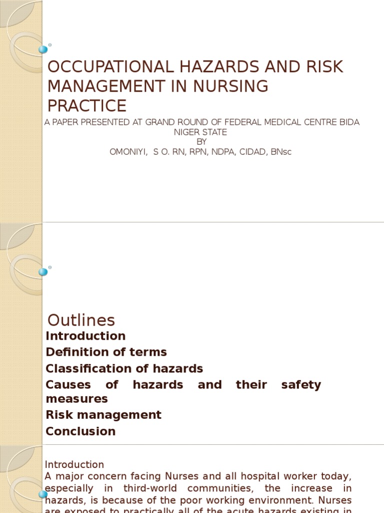 Occupational Hazards and Risk Management in Nursing Practice | PDF ...