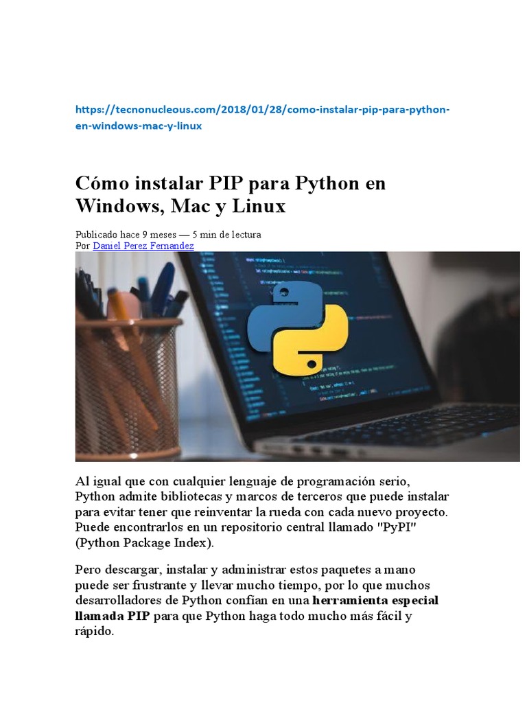 Cómo Instalar PIP para Python en Windows Mac y Linux | PDF ...
