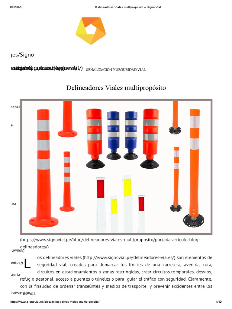 Delineadores Viales Multipropósito - Signo Vial PDF | PDF | Transporte ...