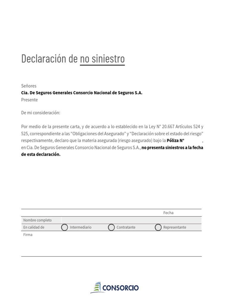 Carta de NO Siniestro PDF | PDF
