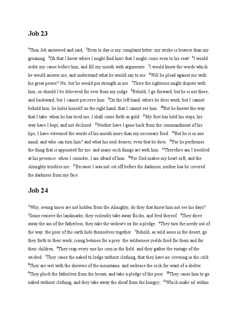 Job 23 | PDF | Torah Books | Weekly Torah Readings