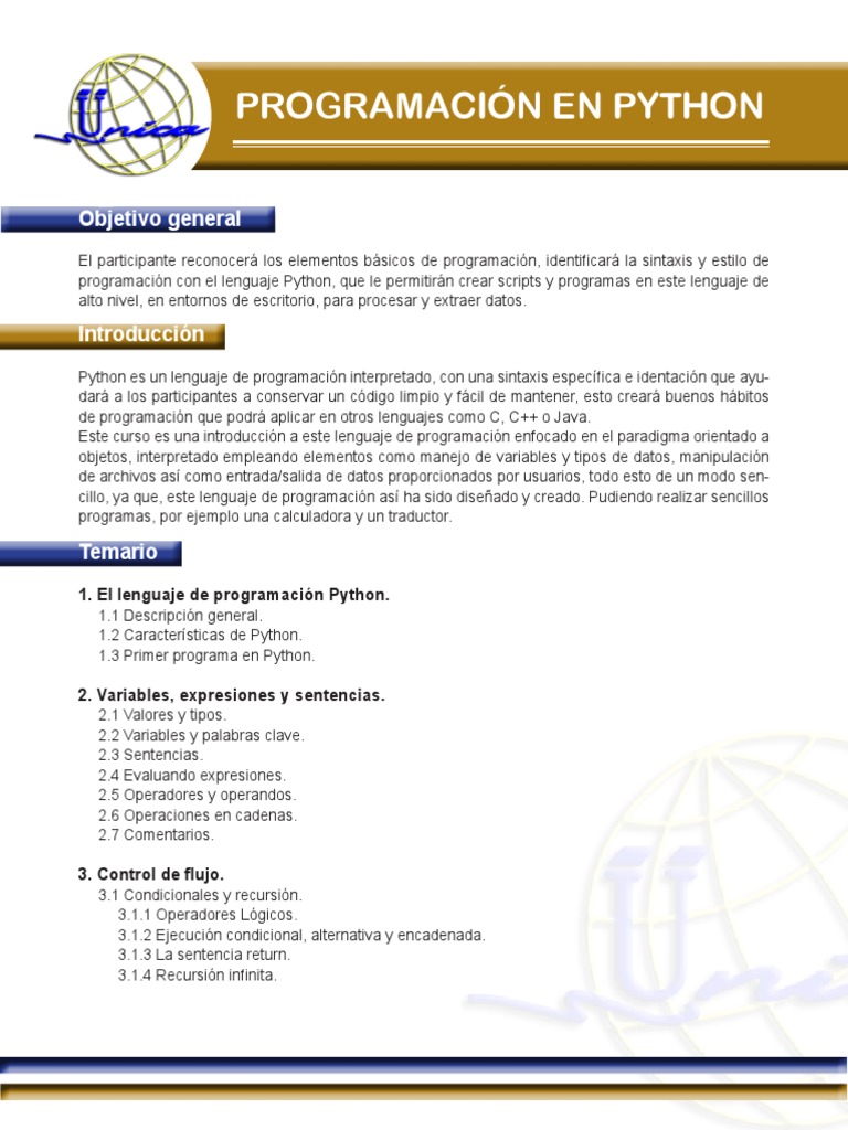 Programacion en Python | PDF | Lenguaje de programación | Python ...
