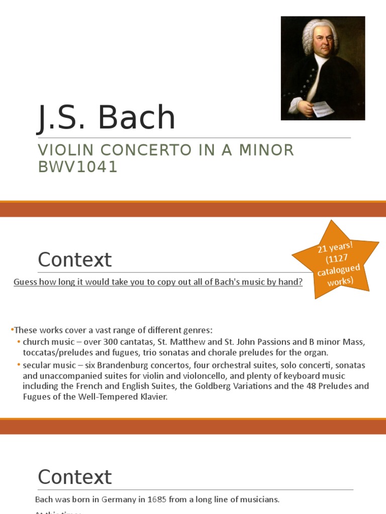 J.S. Bach: Violin Concerto in A Minor BWV1041 | PDF | Johann Sebastian ...
