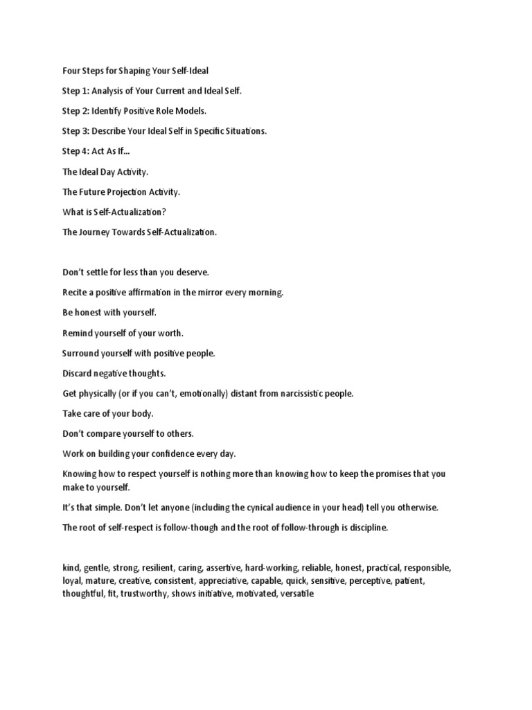 Four Steps For Shaping Your Self | PDF