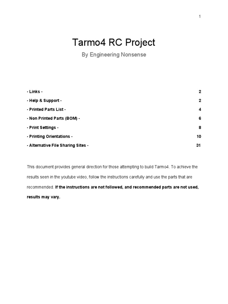 Tarmo4 3D Printed Car RC General Instructions | PDF | Steering ...