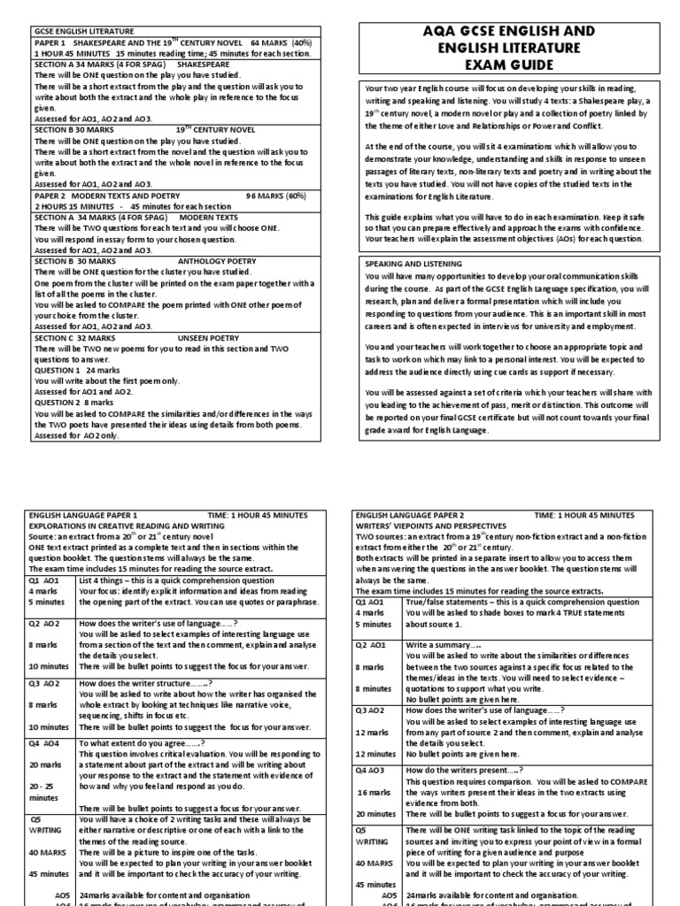 GCSE Student Guide PDF | Download Free PDF | Question | Writers