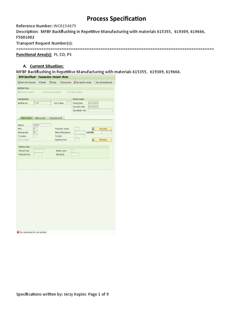 INC0154675 - Process Specification | PDF | Specification (Technical Standard) | Computing