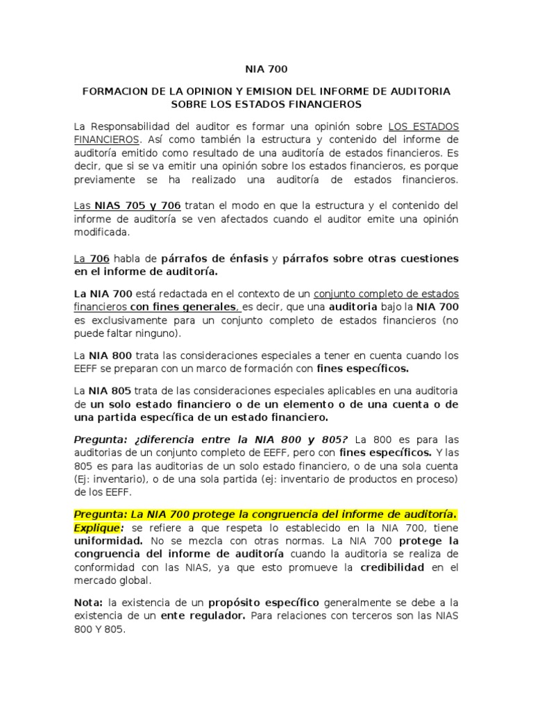 Nia 700 | PDF | Auditoría | Contralor