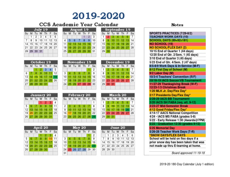 2019-20 Academic Calendar | PDF | Schools