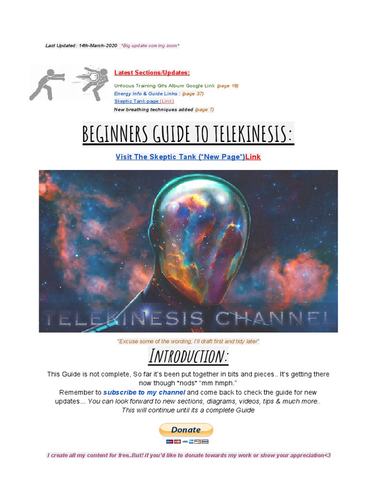 Beginners Guide To Telekinesis | PDF | Hand | Perception
