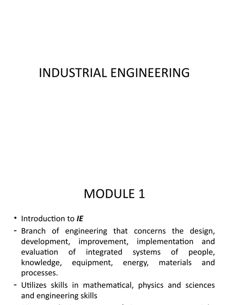 Module 1 | PDF | Industrial Engineering | Production And Manufacturing
