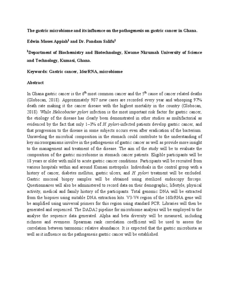Abstract-Edwin Moses Appiah | PDF | Microbiota | Cancer
