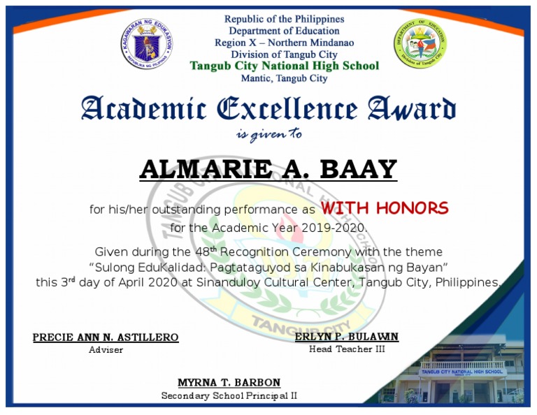 ACADEMIC EXCELLENCE AWARD Final | PDF | Wellness