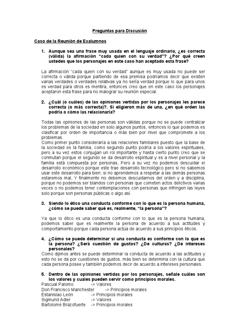Preguntas para Discusión | PDF | Verdad | Comportamiento