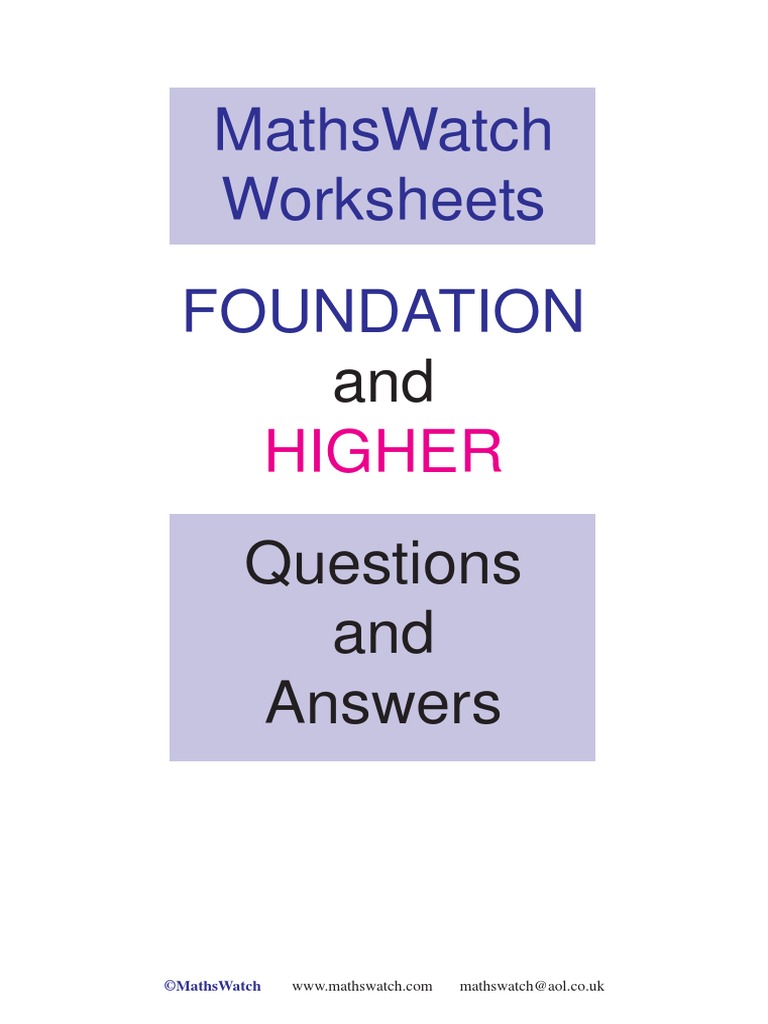 Answers Mathswatch Worksheets PDF | PDF | Quadratic Equation | Area
