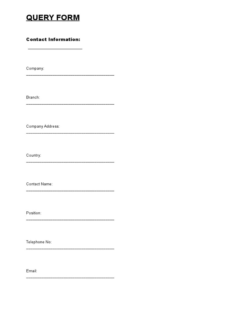 Query Form: Contact Information | PDF