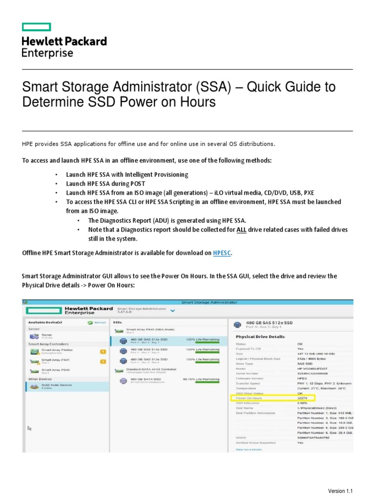 Smart Storage Administrator (SSA) - Quick Guide To Determine SSD Power ...