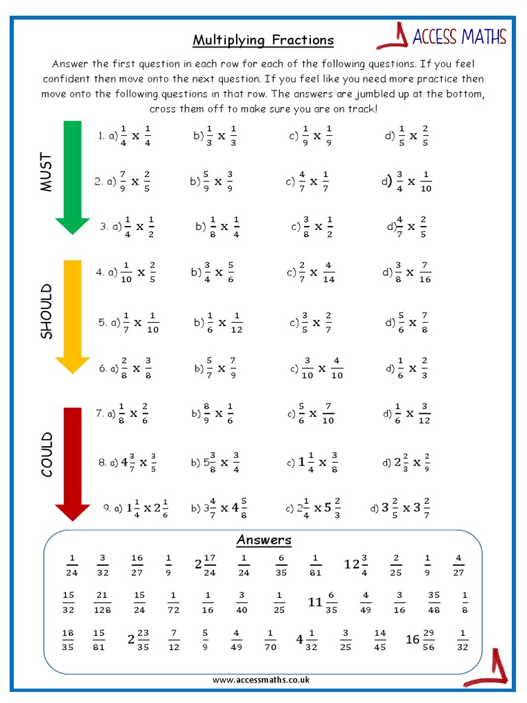 Multiplying Fractions: 6. A) B) C) D) | PDF | Leisure