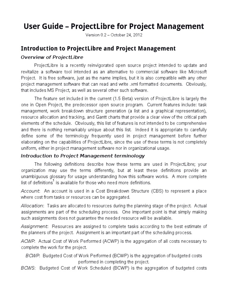 User Guide - Projectlibre For Project Management | PDF | Spreadsheet ...