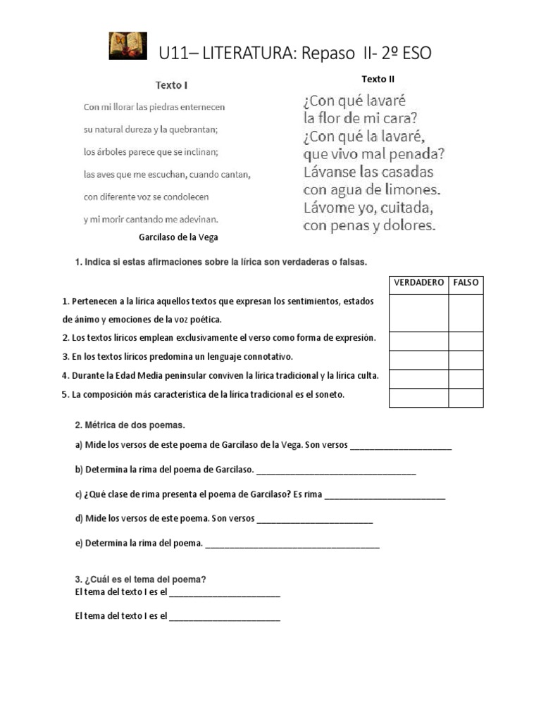Actividades de Género Lírico para Primaria | PDF