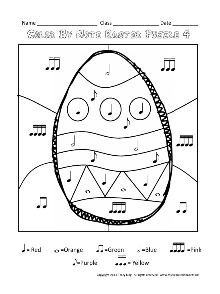 H e e e e T T: Color by Note Easter Puzzle 4 | PDF