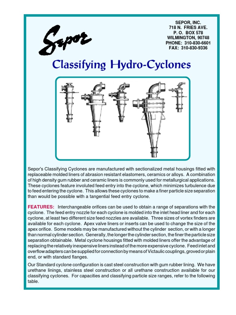 Classifying Hydro-Cyclones: Features | PDF | Solid | Density