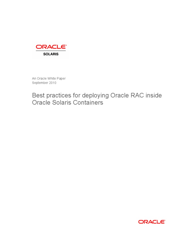Best Practices For Deploying Oracle Rac Inside Oracle Solaris