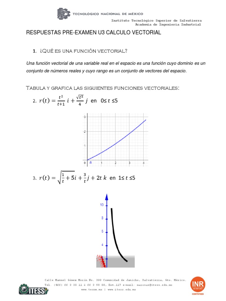 Respuestas Pre-Examen Calc Vect U3 | PDF | Vector Euclidiano | Espacio