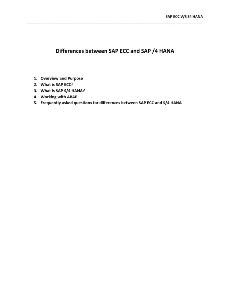 SAP ECC vs S4 HANA: Key Differences Between SAP's Legacy and Next-Gen ...