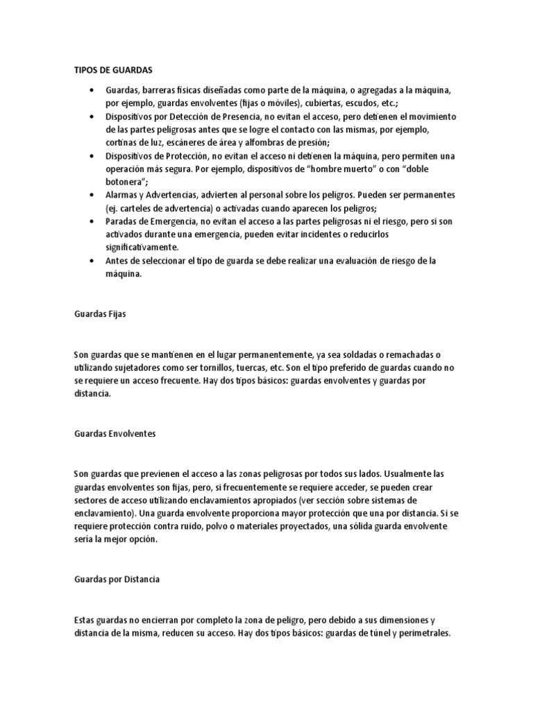 Tipos de Guardas | PDF | Máquinas | Ingeniería mecánica
