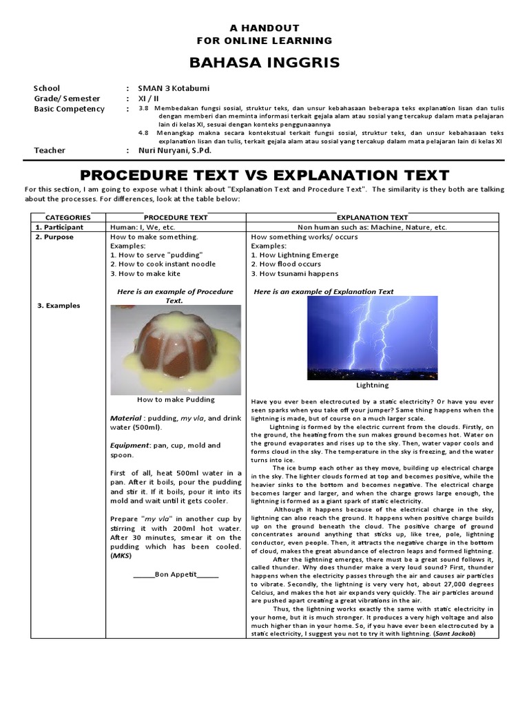 Procedure Text Vs Explanation Text: Bahasa Inggris | PDF | Lightning | Ice