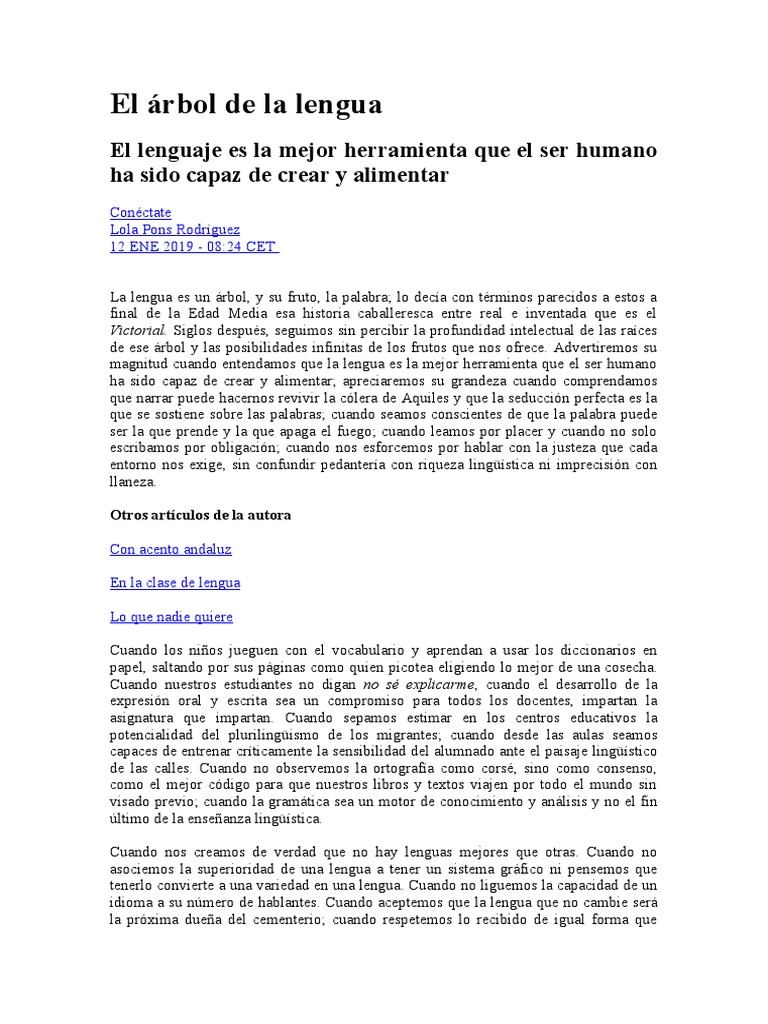 El Árbol de La Lengua | PDF | Multilingüismo | Lingüística