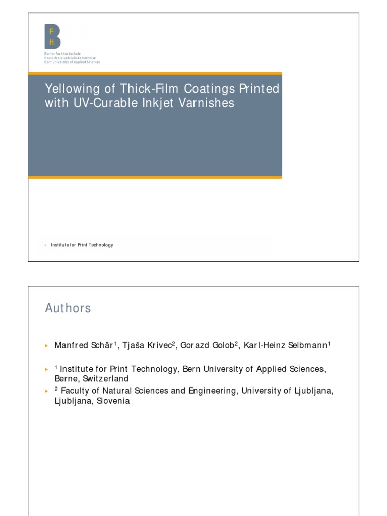 Yellowing of UV-Curable Inkjet Varnishes | PDF | Varnish | Printing