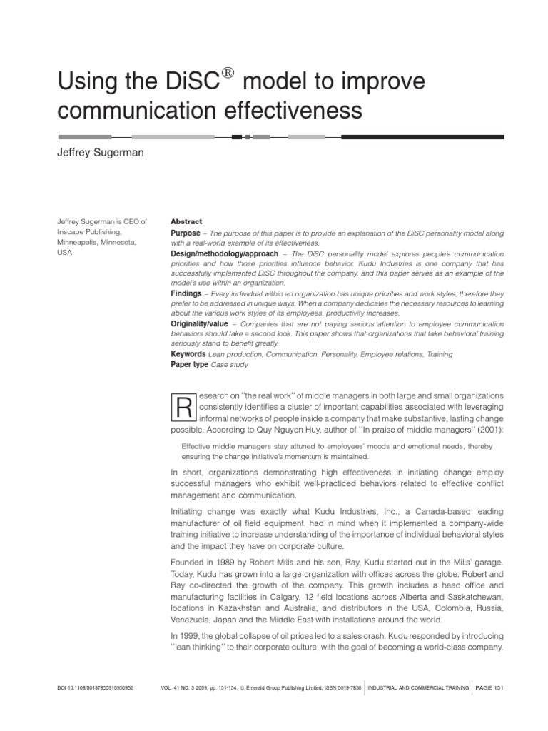 Enhancing Communication with DiSCw | PDF | Lean Manufacturing ...
