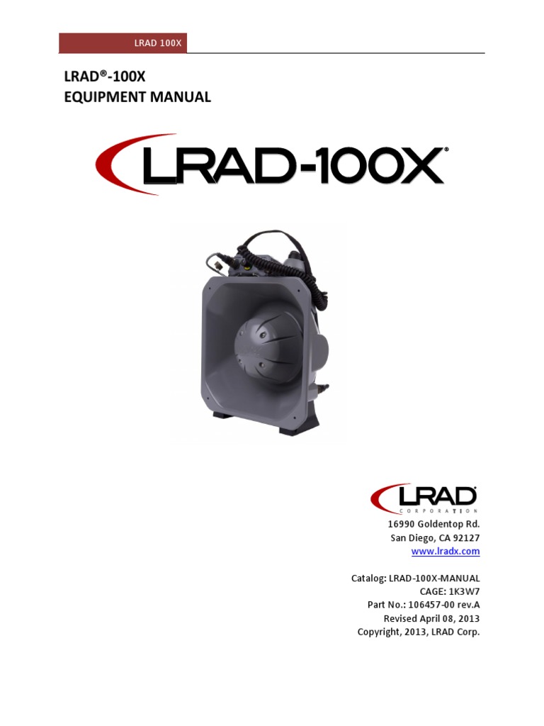 USER MANUAL, LRAD-100X.pdf | Battery Charger | Microphone