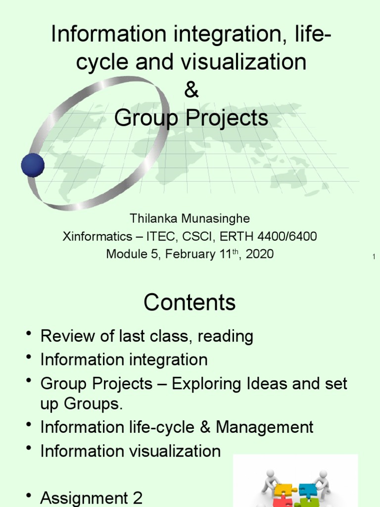 Information Integration, Life-Cycle and Visualization & Group Projects ...