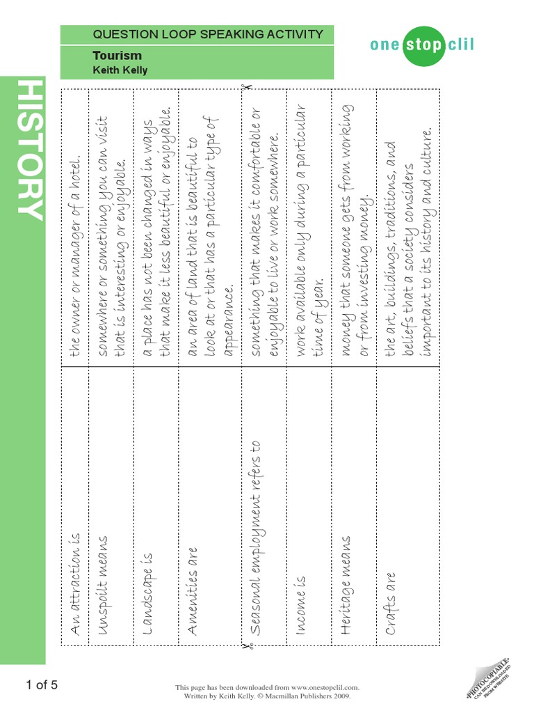 Tourism: Question Loop Speaking Activity | PDF