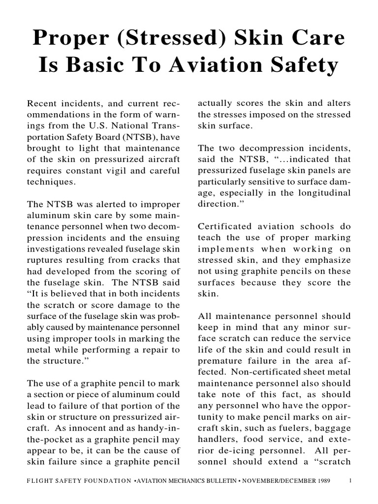 Proper (Stressed) Skin Care Is Basic To Aviation Safety | PDF | Federal ...