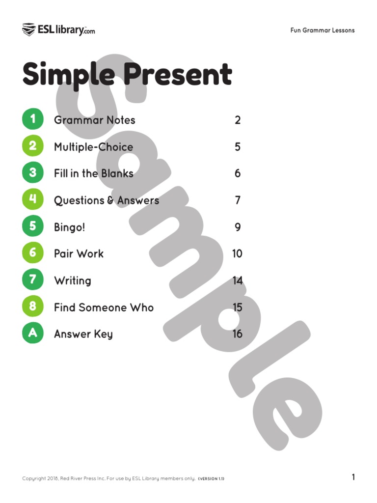 Fun Grammar Lessons - Sample - ESL Library | PDF | Grammatical Number ...