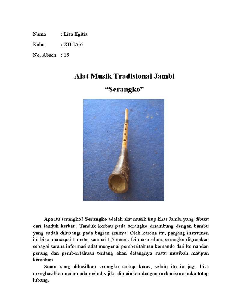 Fungsi dan Karakteristik Alat Musik Serangko | PDF