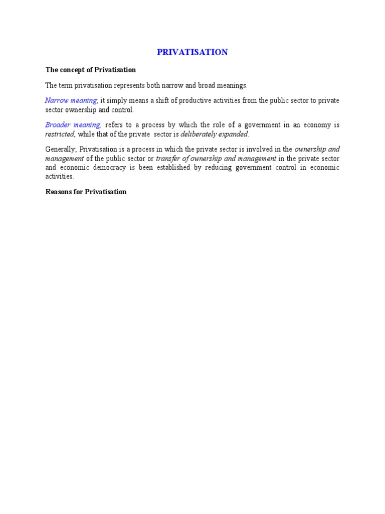 Privatisation: The Concept of Privatisation | PDF | Privatization ...