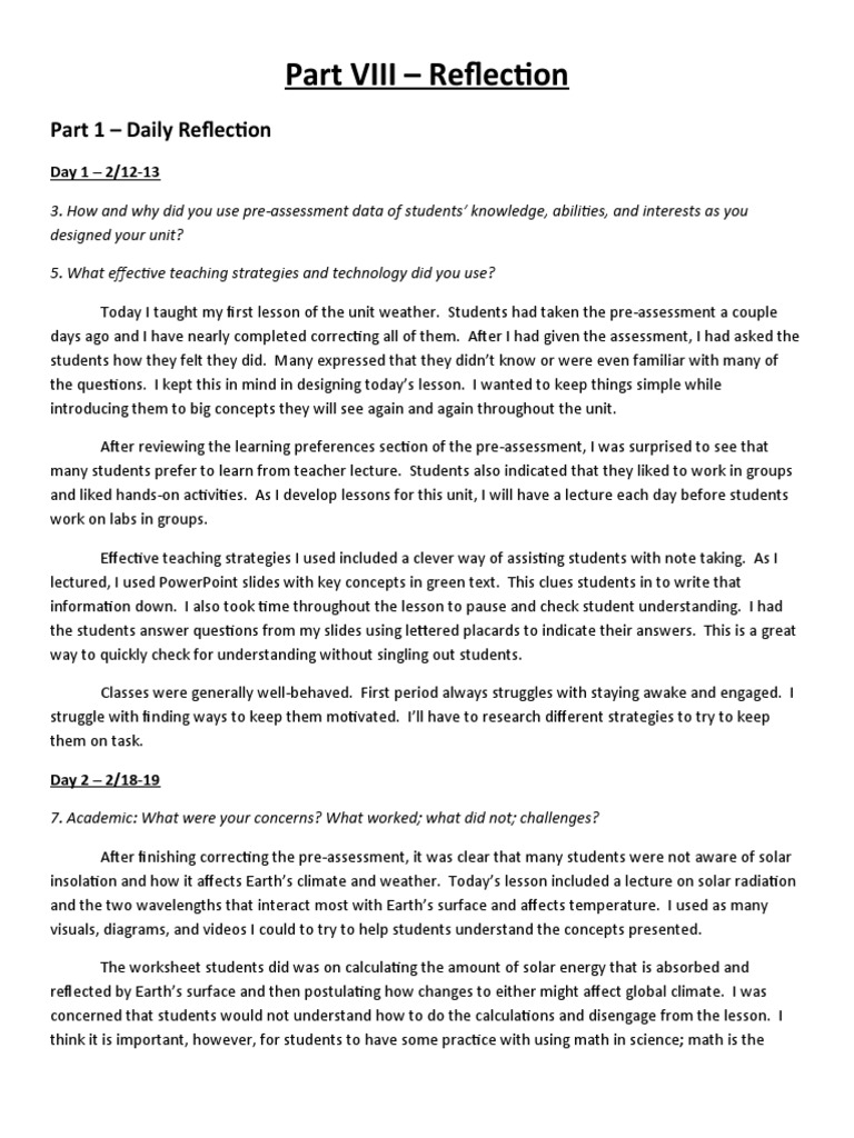 Daily Reflections | PDF | Cognition | Learning